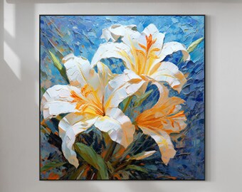 Original Flower Oil Painting on Canvas Large Wall Art - Etsy