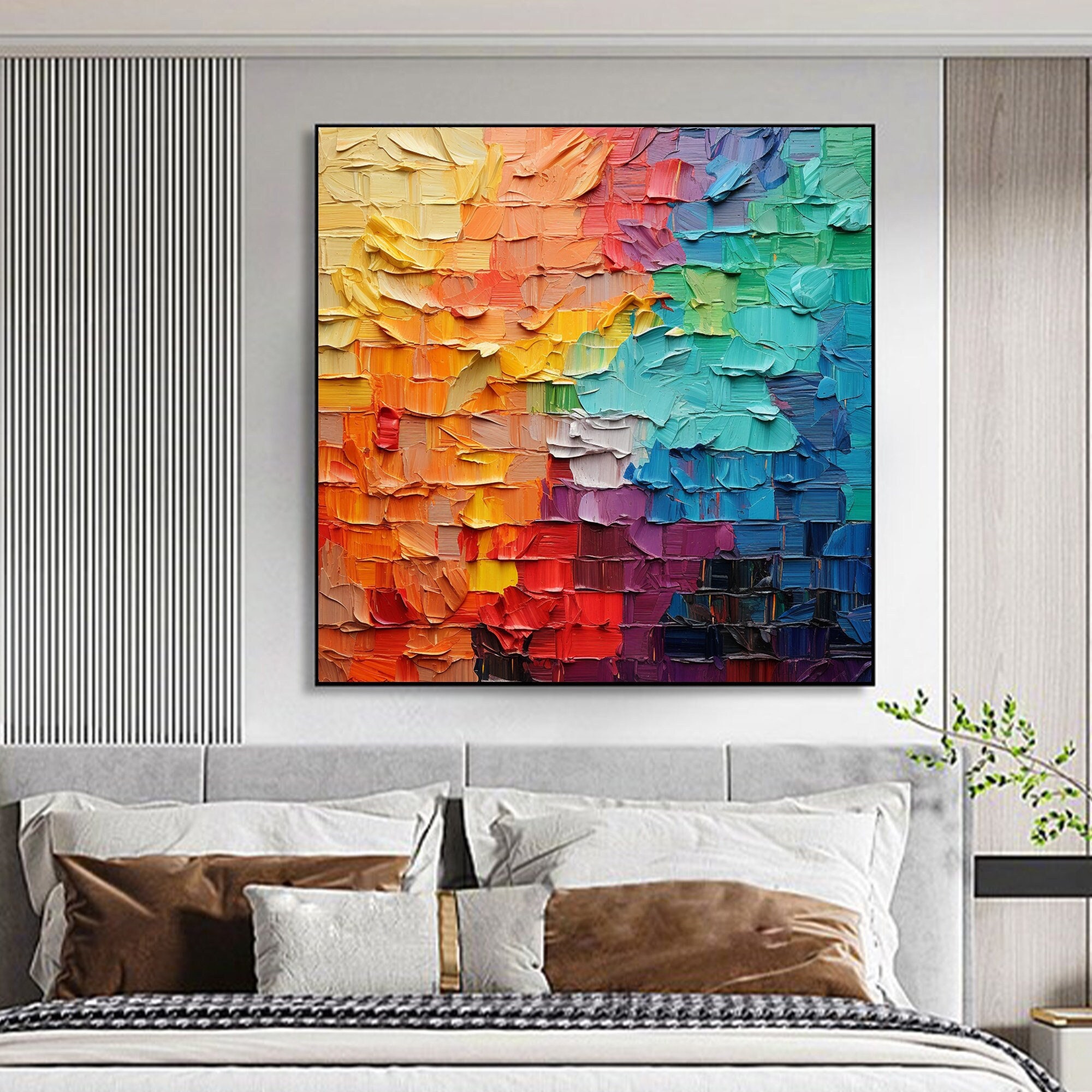 Colorful Texture Oil Painting on Canvas Large Wall Art - Etsy