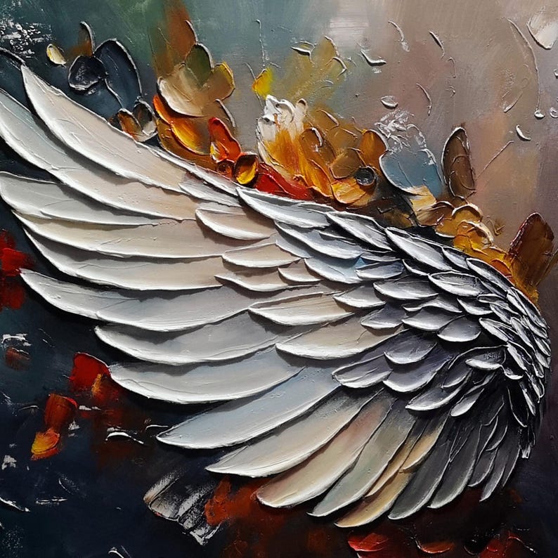Abstract Original Angel Wing Oil Painting on Canvas, Large Wall Art ...
