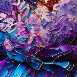 Abstract Purple Flower Oil Painting on Canvas, Original Painting, Large ...