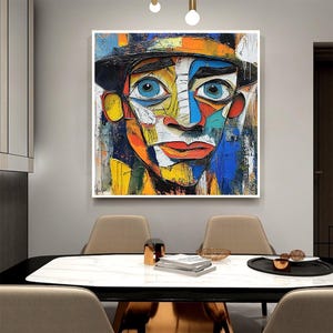 Abstract Clown Portrait Oil Painting on Canvas, Large Original Textured ...