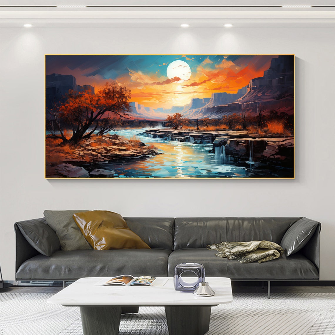 Abstract River Landscape Oil Painting on Canvas Large Wall - Etsy
