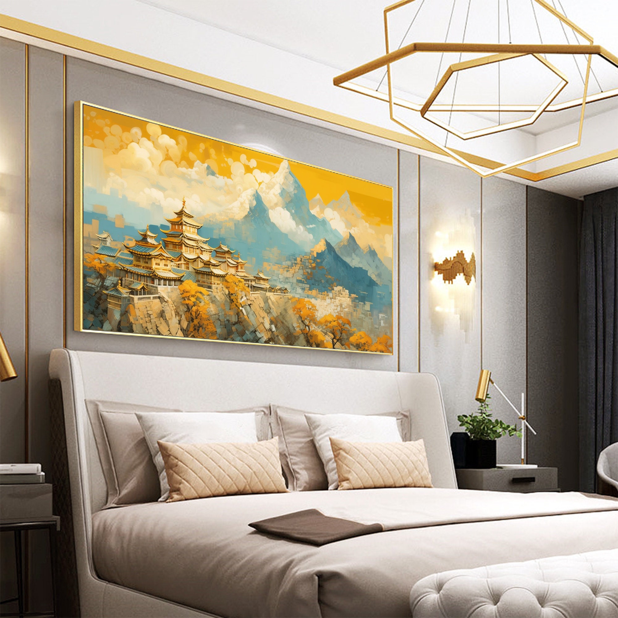 Abstract Temple Oil Painting on Canvas Large Wall Art - Etsy