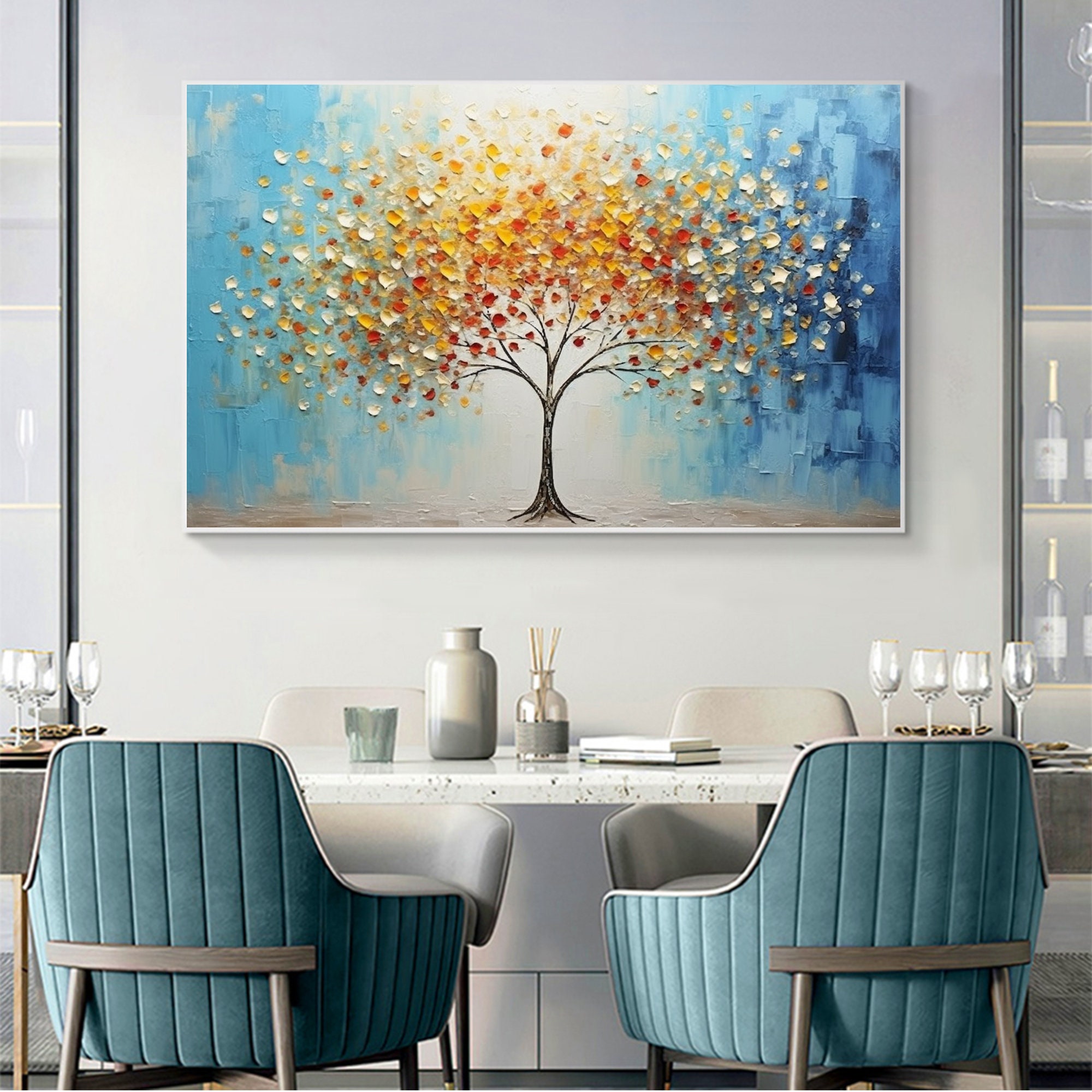 Abstract Tree of Life Oil Painting on Canvas, Large Wall Art Original ...
