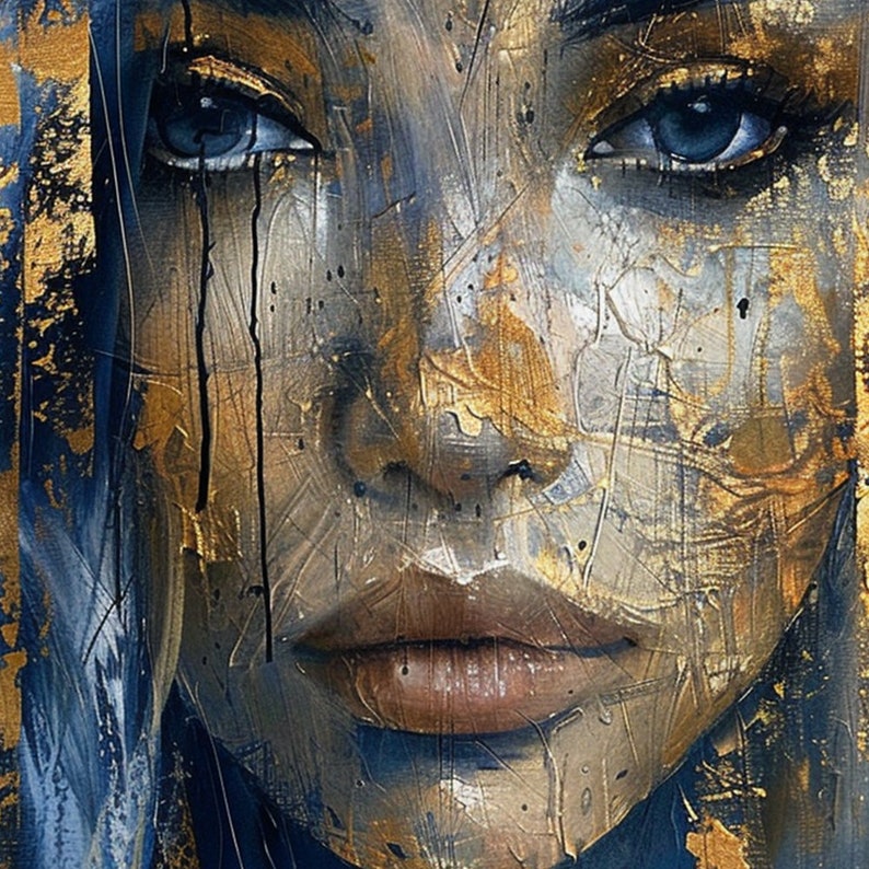 Abstract Portrait Oil Painting on Canvas Large Wall Art, Original ...