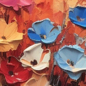 Abstract Flower Landscape Oil Painting on Canvas, Large Wall Art ...