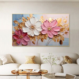 Large Abstract Flower Oil Painting on Canvas, Canvas Wall Art Original ...