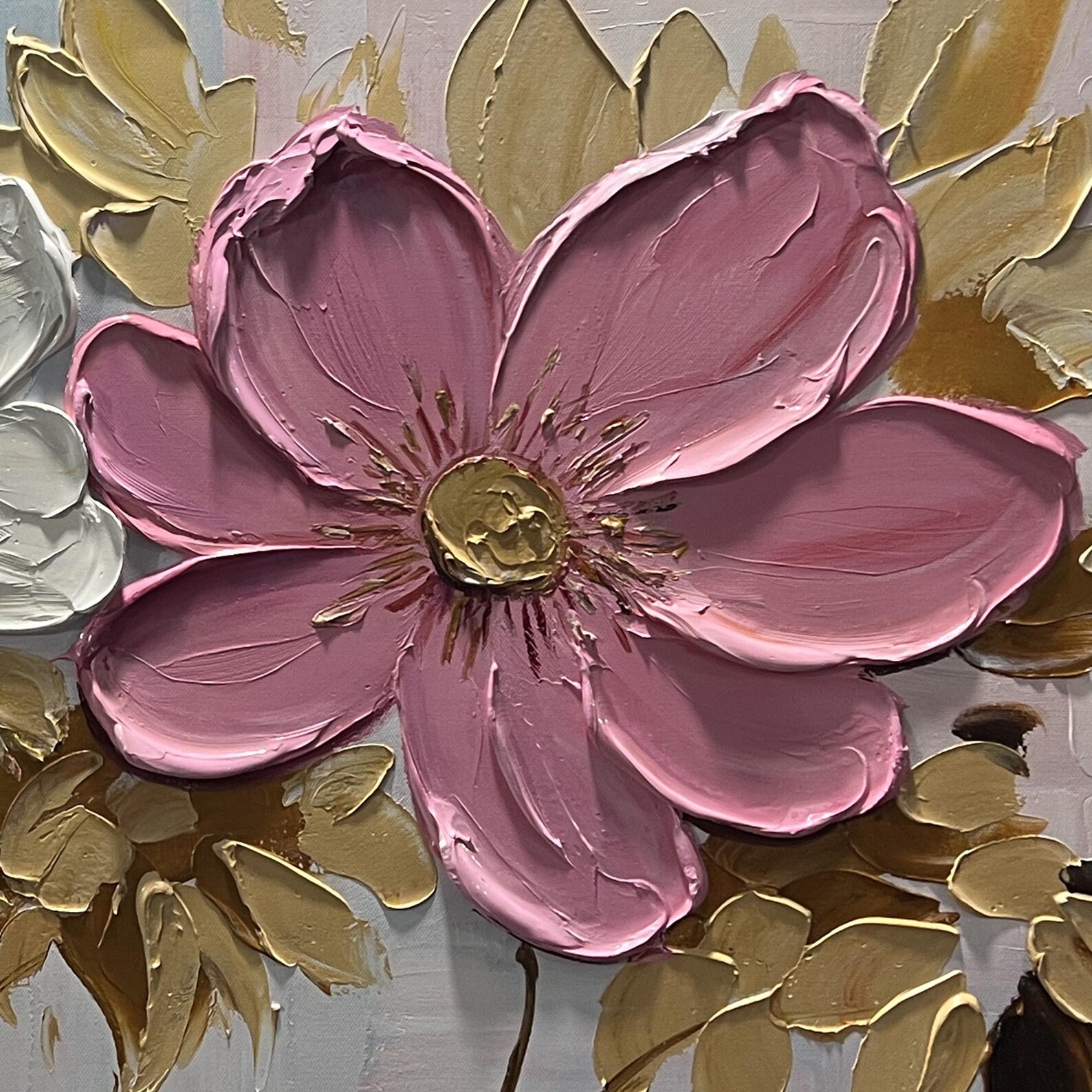 Large Abstract Flower Oil Painting on Canvas, Canvas Wall Art Original ...