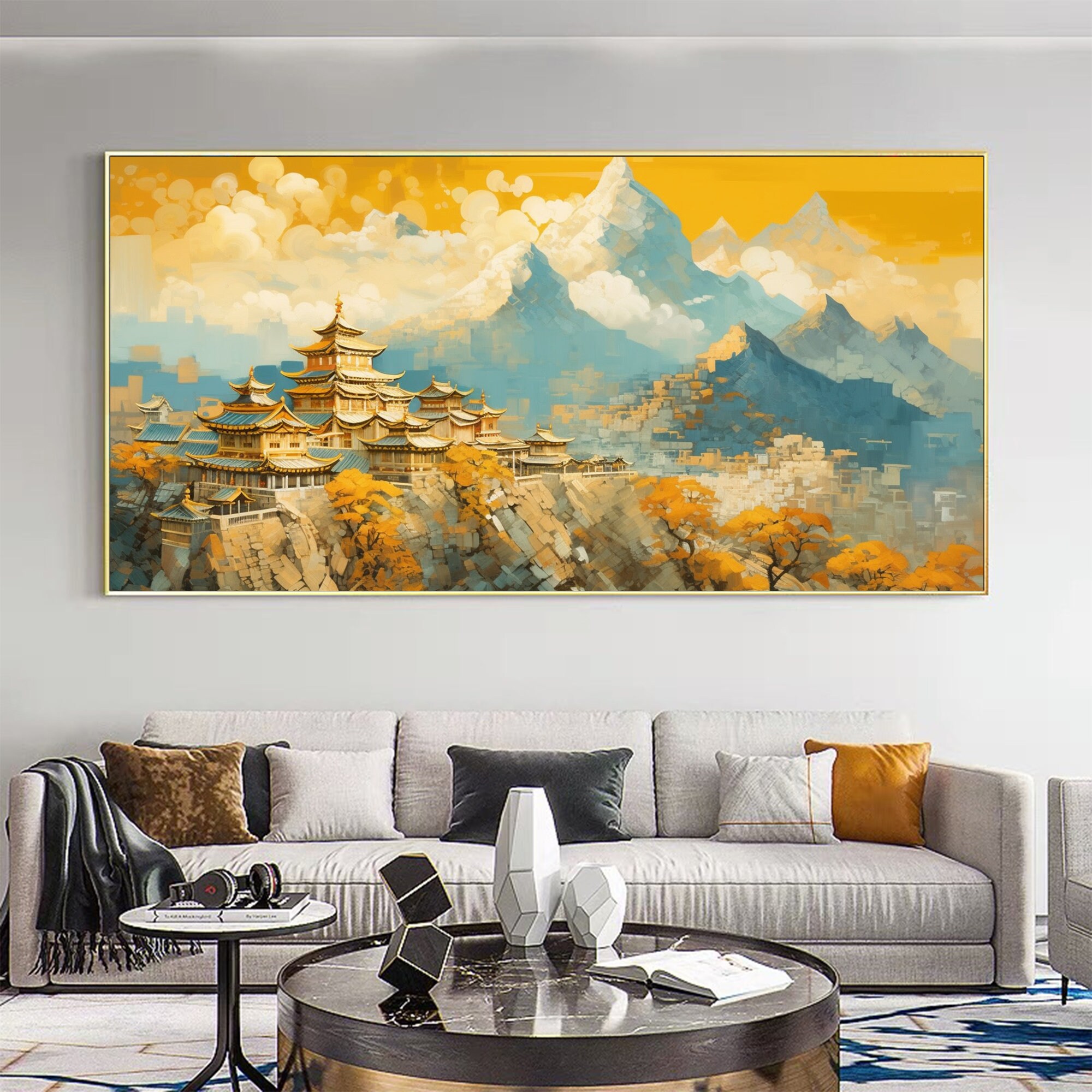 Abstract Temple Oil Painting on Canvas Large Wall Art - Etsy