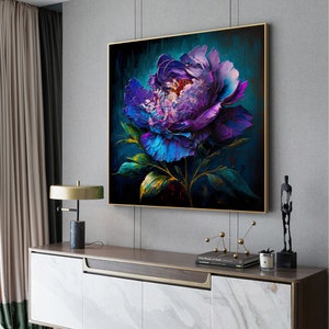 Abstract Purple Flower Oil Painting on Canvas Original - Etsy