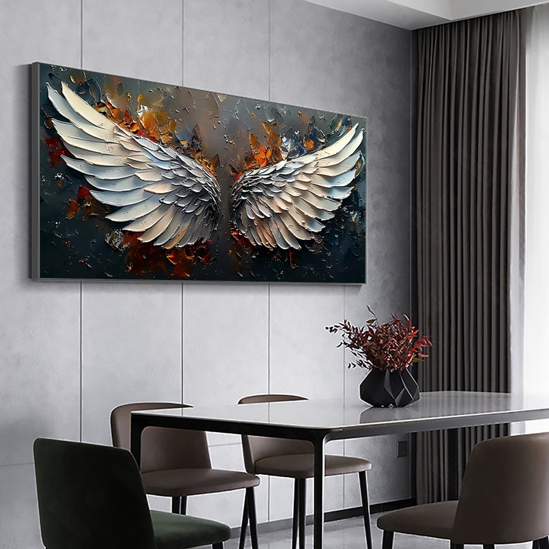 Abstract Original Angel Wing Oil Painting on Canvas, Large Wall Art ...