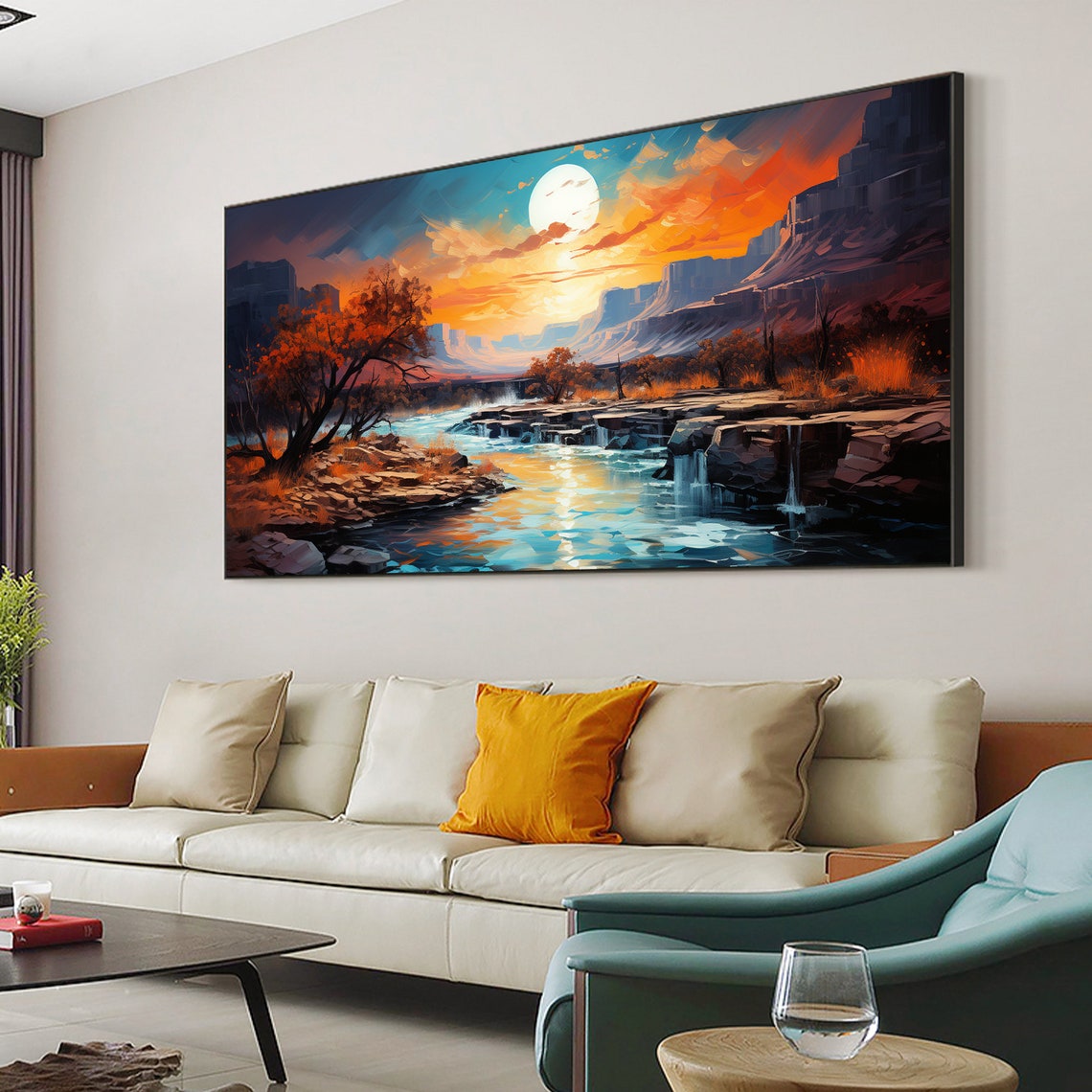 Abstract River Landscape Oil Painting on Canvas Large Wall - Etsy