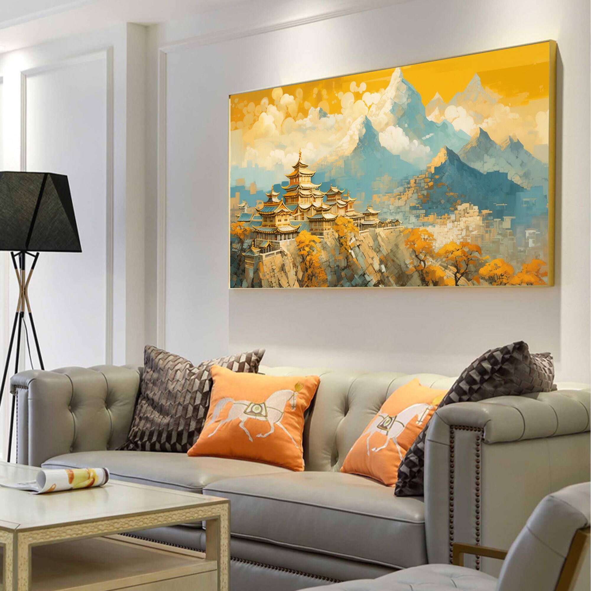 Abstract Temple Oil Painting on Canvas Large Wall Art - Etsy