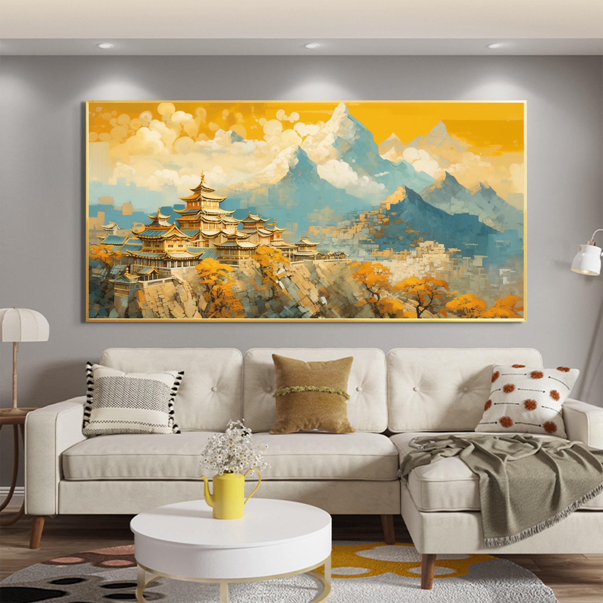 Abstract Temple Oil Painting on Canvas Large Wall Art - Etsy