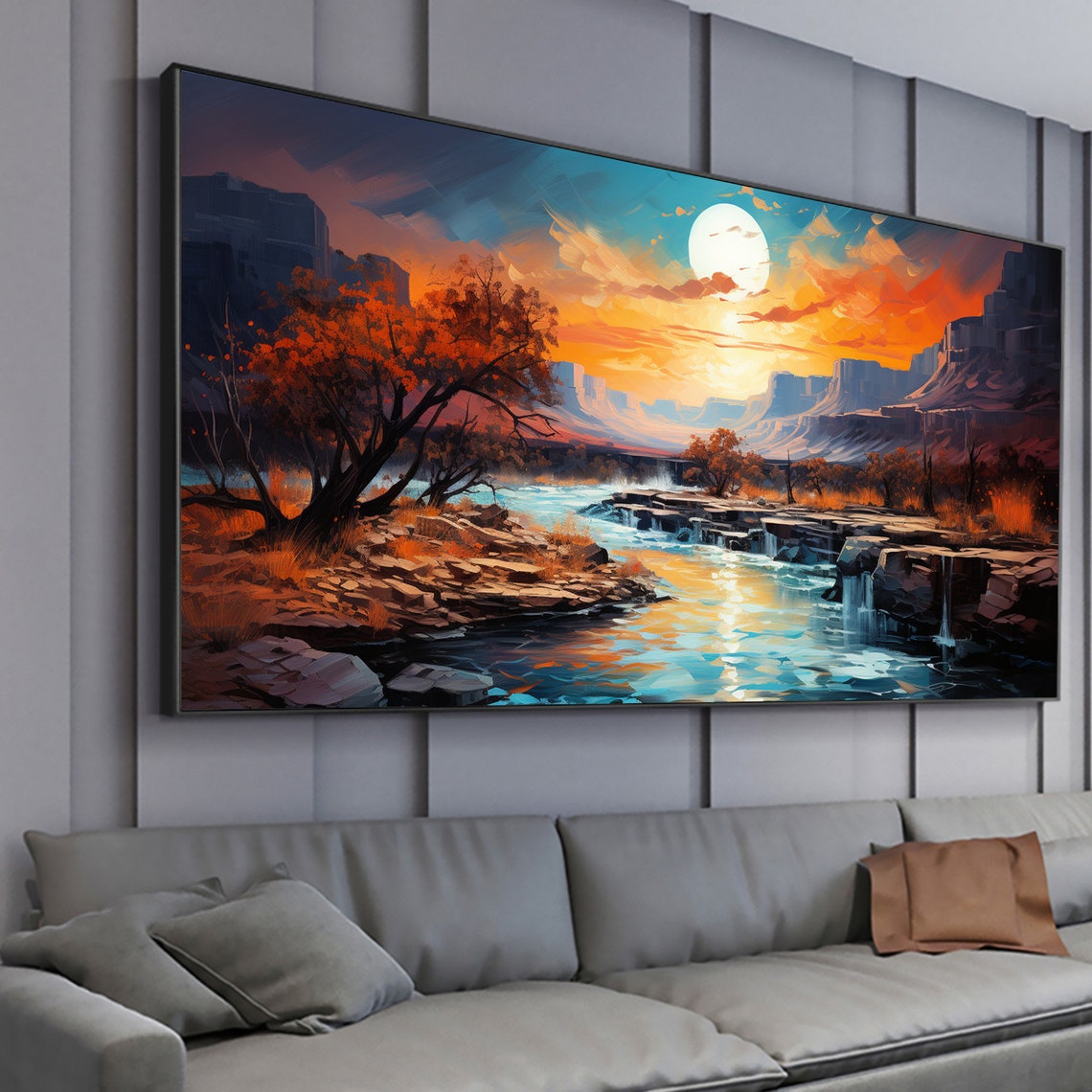 Abstract River Landscape Oil Painting on Canvas Large Wall - Etsy
