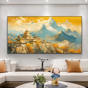 Abstract Temple Oil Painting on Canvas Large Wall Art - Etsy