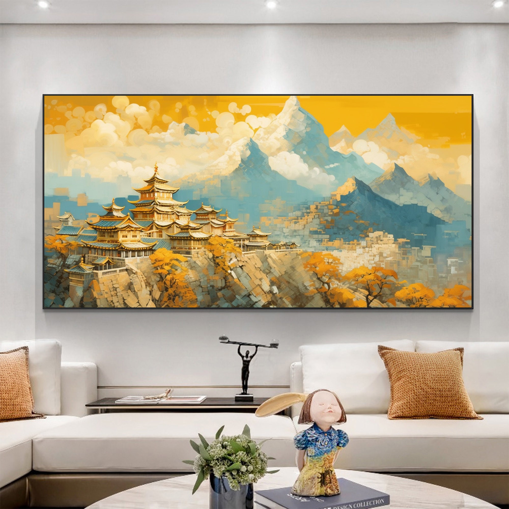 Abstract Temple Oil Painting on Canvas Large Wall Art - Etsy