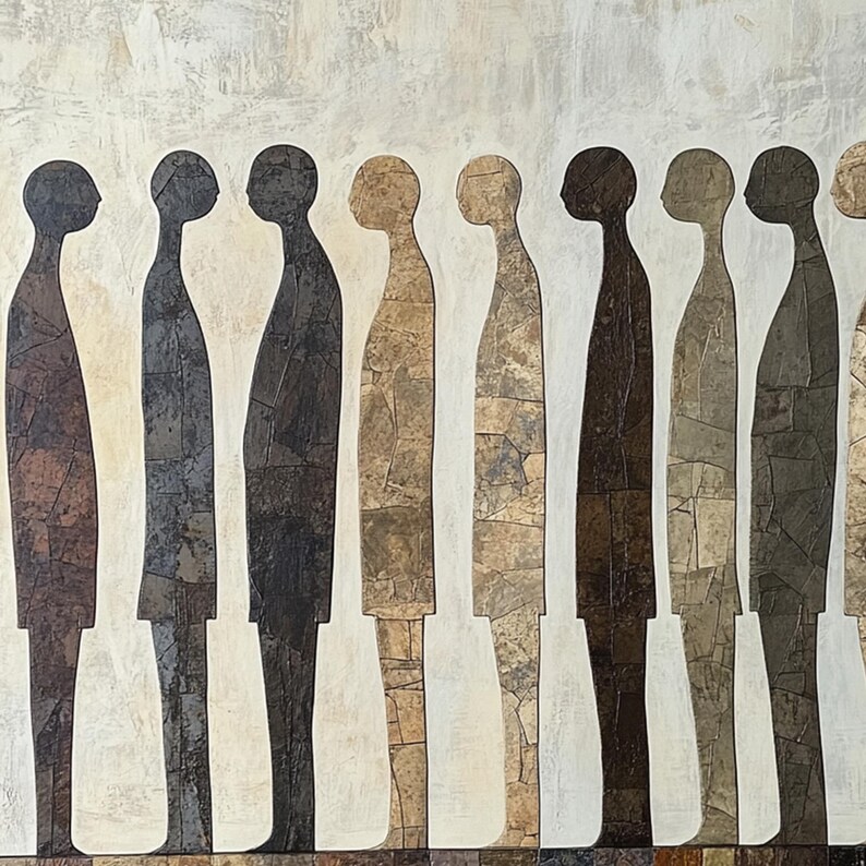 Figurative Abstract Figure Oil Painting on Canvas, Original Black Gold ...