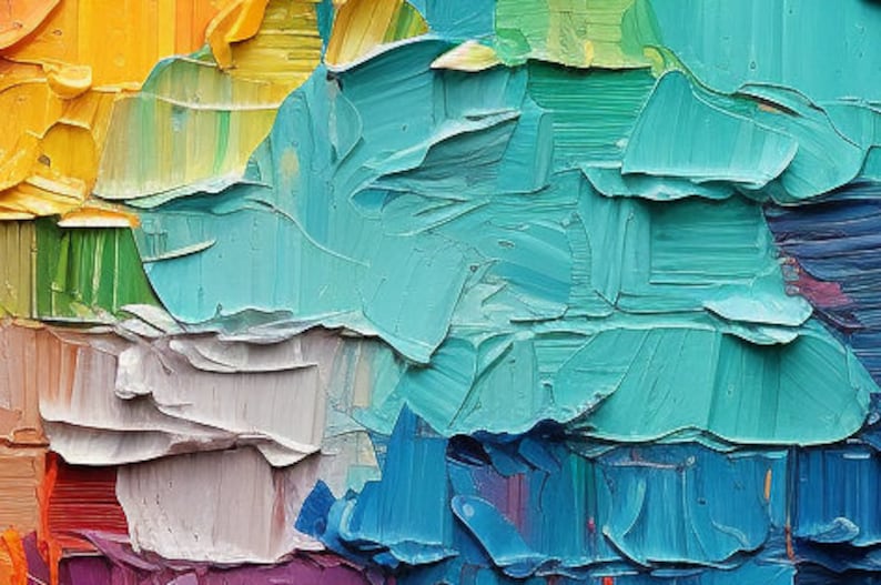 Colorful Texture Oil Painting on Canvas Large Wall Art - Etsy