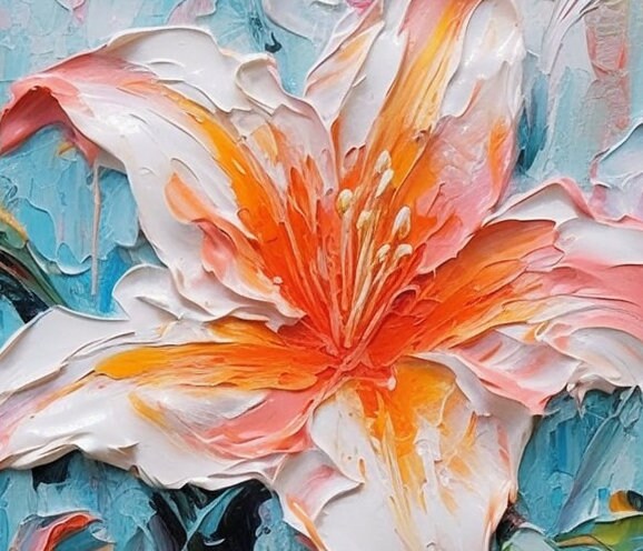 Original Lily Flower Oil Painting on Canvas Large Wall Art - Etsy