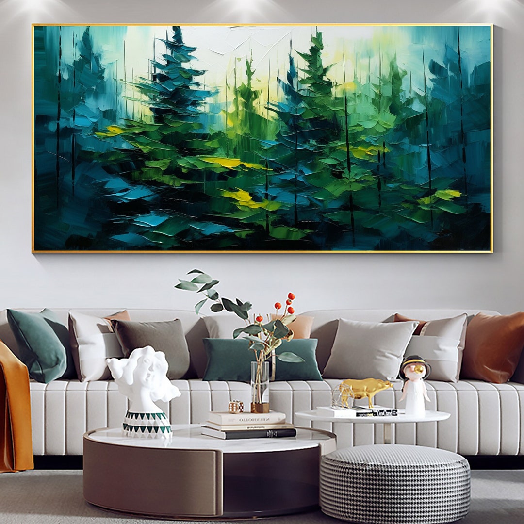 Abstract Forest Oil Painting on Canvas, Large Wall Art, Custom Painting ...