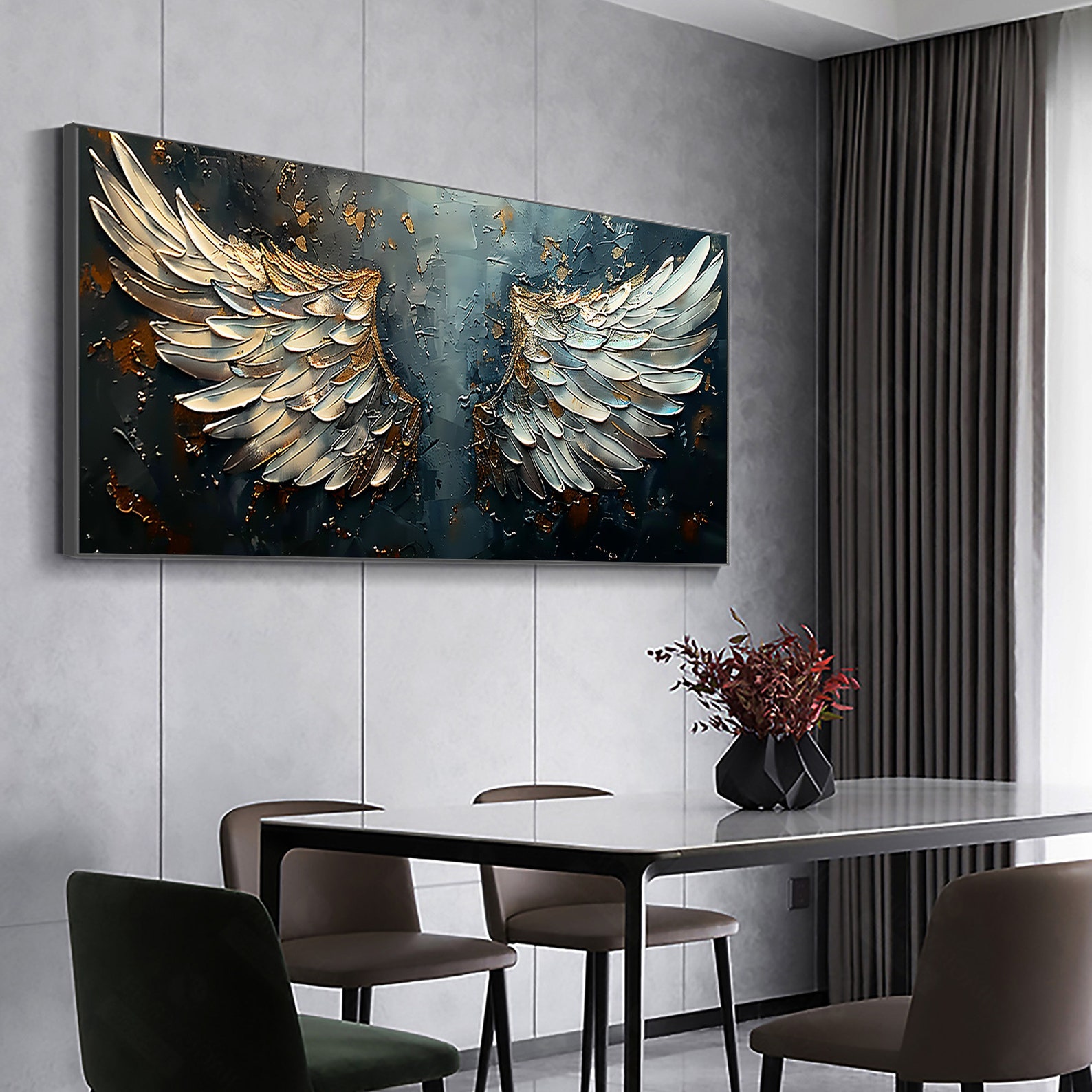 Large Original Angel Wing Oil Painting on Canvas, Abstract Textured ...