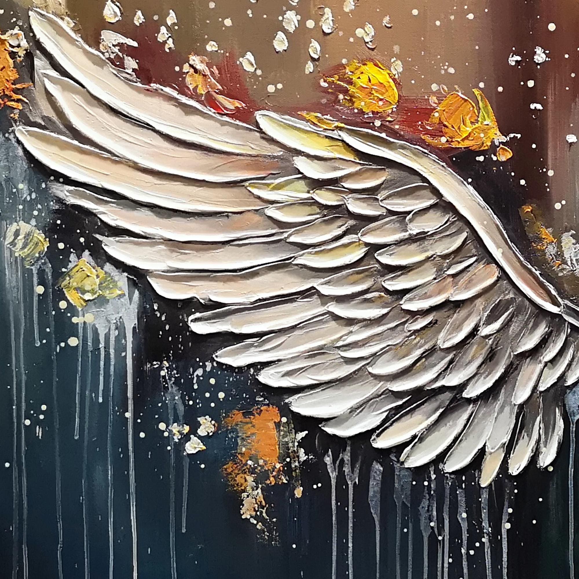 Original Angel Wing Oil Painting on Canvas, Large Wall Art, Abstract ...