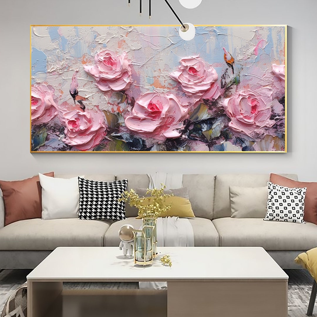 Abstract Blossom Flower Oil Painting on Canvas, Large Wall Art ...