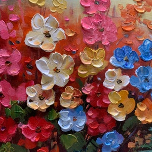 Abstract Flower Landscape Oil Painting on Canvas, Large Wall Art ...