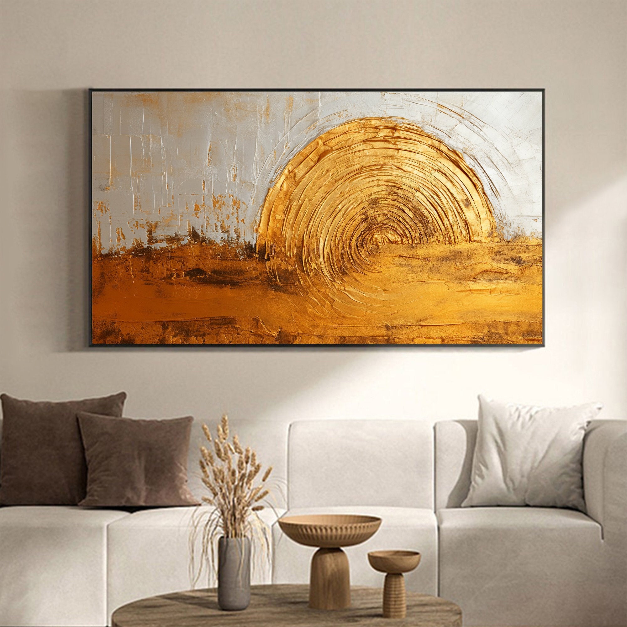 Abstract Gold Circle Oil Painting on Canvas Large Wall Art - Etsy
