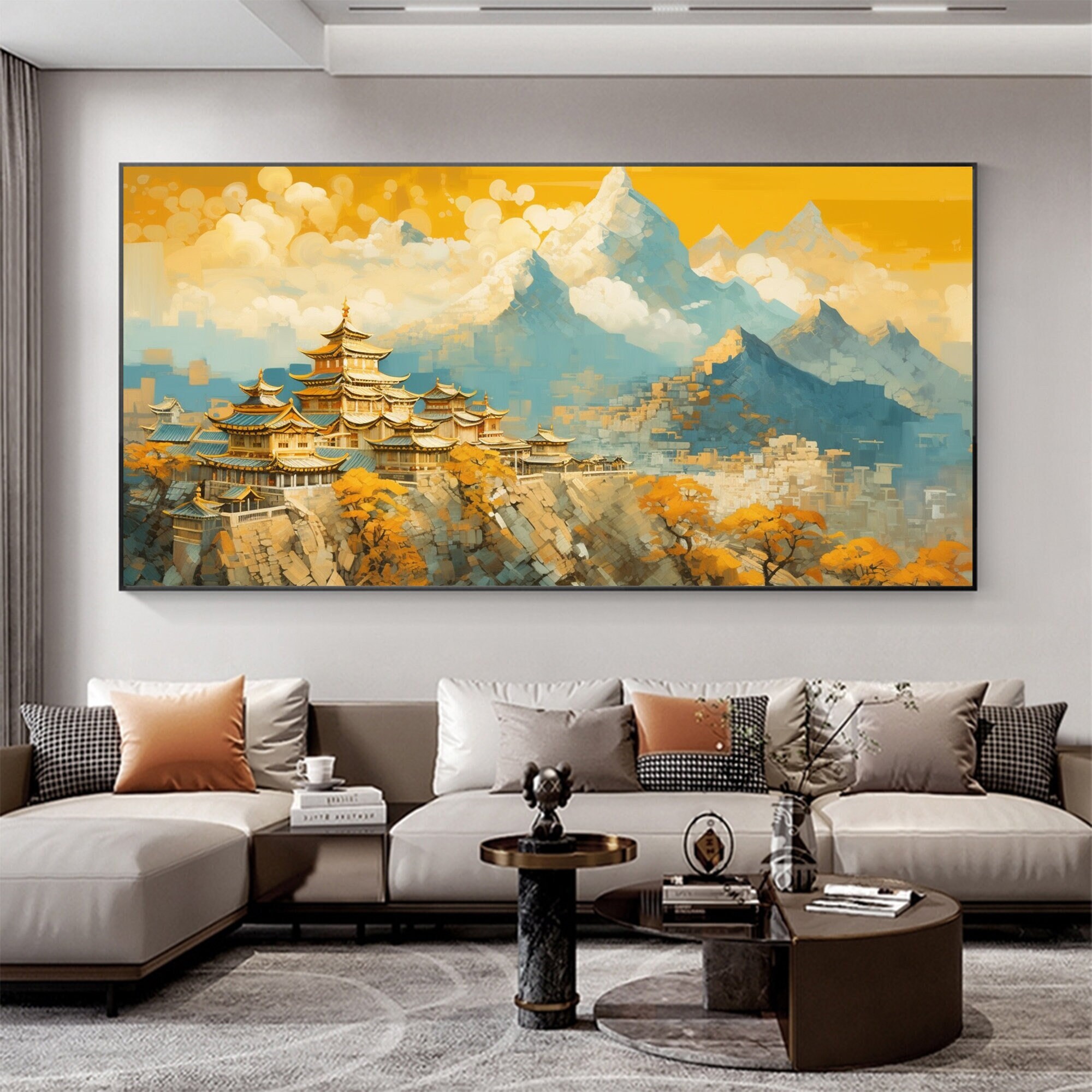 Abstract Temple Oil Painting on Canvas Large Wall Art - Etsy