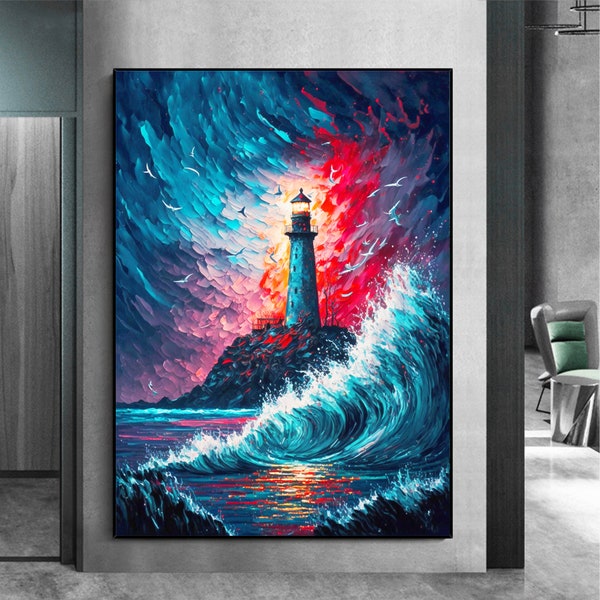 Lighthouse Painting - Etsy