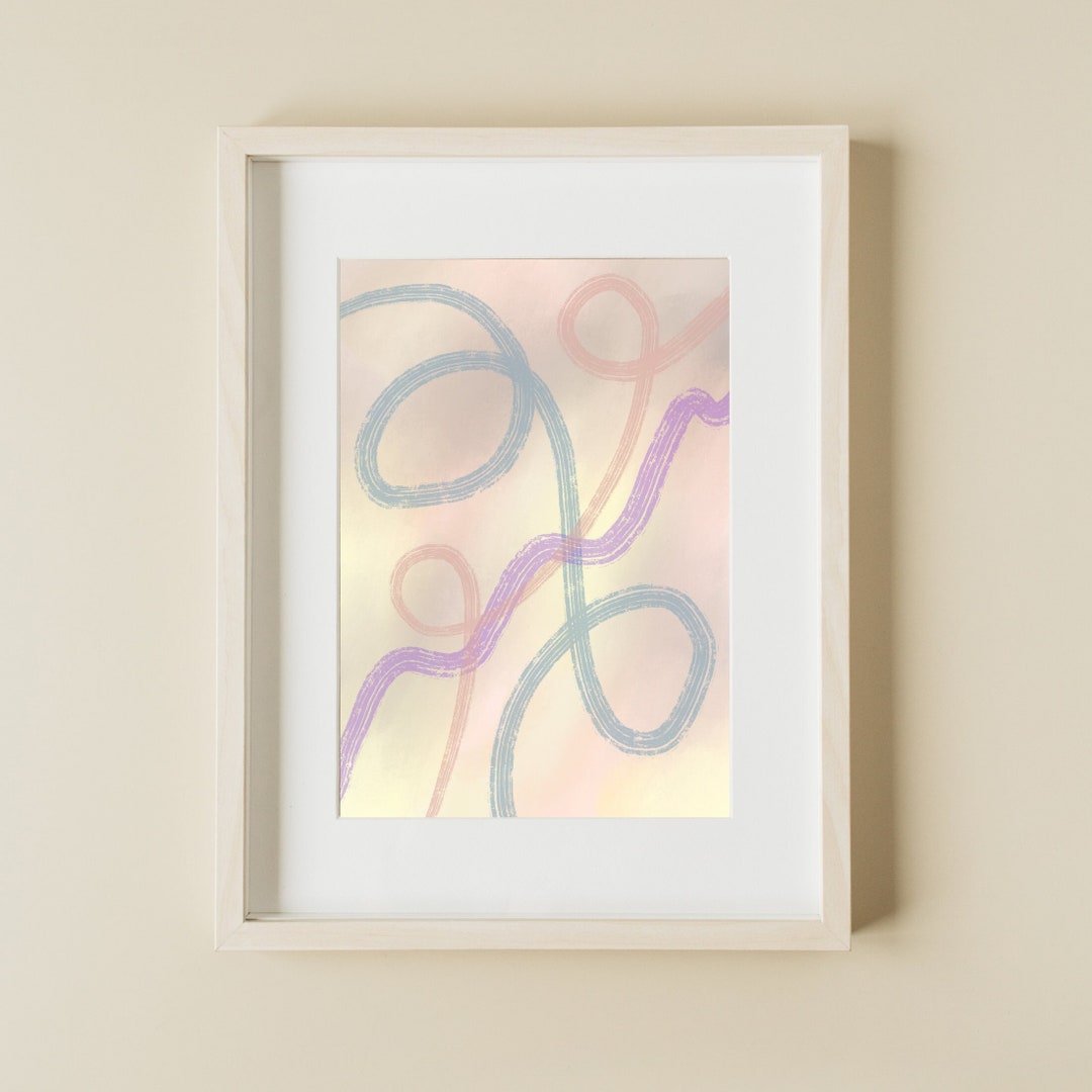 Abstract Pastel Loop Digital Art Painting for Home Decor, Postcard ...