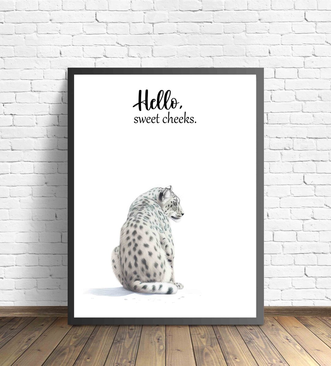 Snow Leopard hello Sweet Cheeks Bathroom Art - Etsy