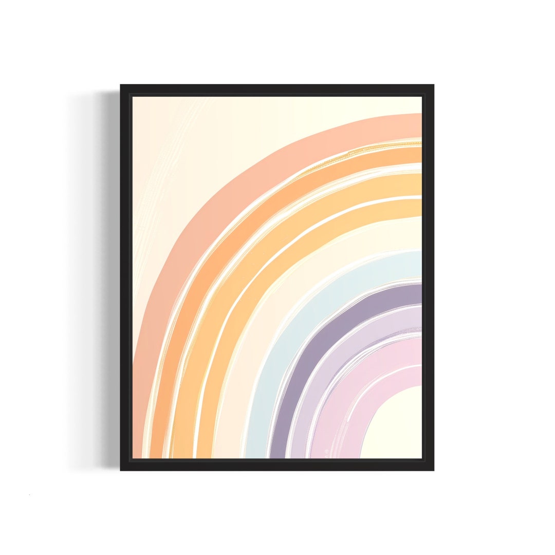 Rainbow Art Print, Boho Wall Art Minimalist Artwork, Bohemian Style ...