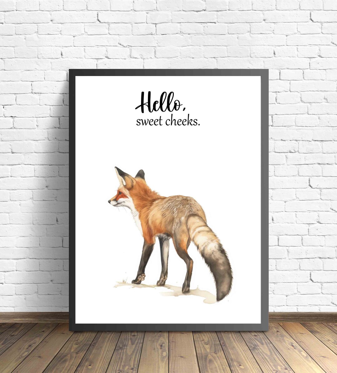 Red Fox hello, Sweet Cheeks Bathroom Art Print Poster, Red Fox Wall Art ...
