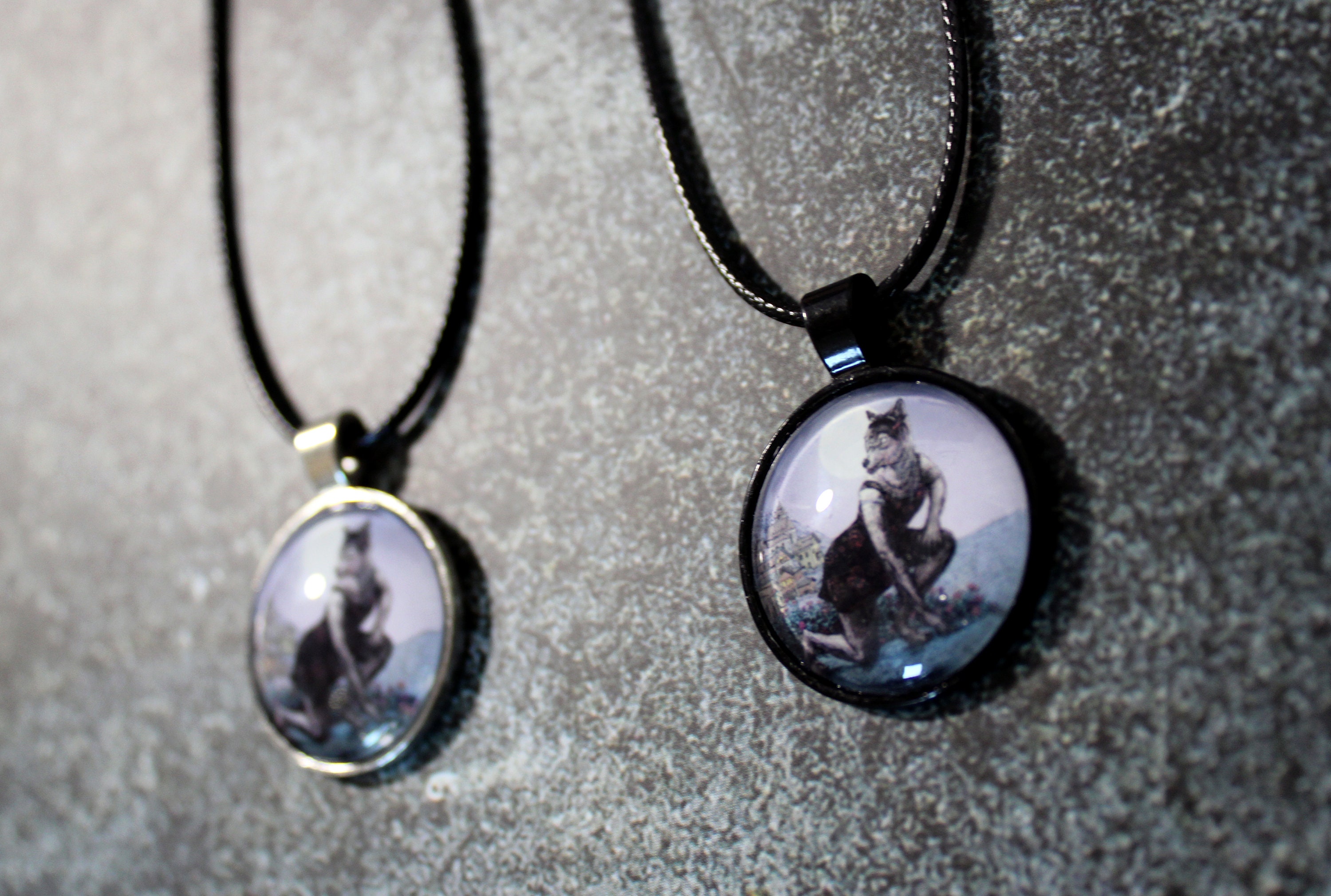 Werewolf Pendant Werewolf Girl in Summer Dress Artwork Picture Pendant ...