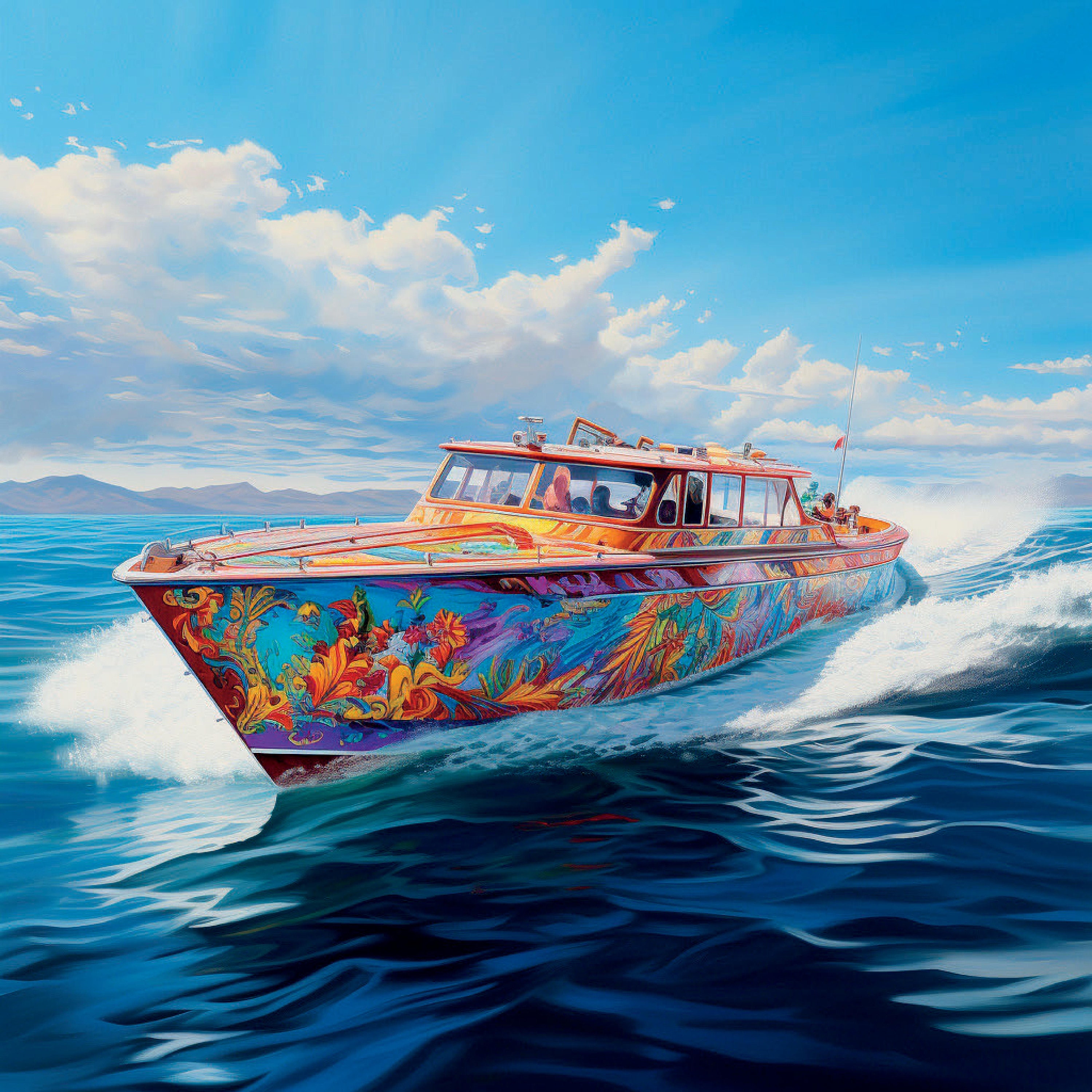 Cigar Boat Digital Wall Art, Coastal Artwork for Boat Lover, Home Décor ...