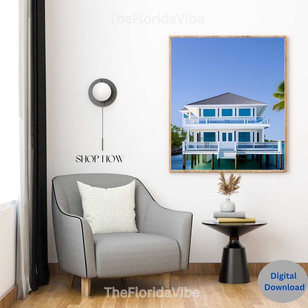 Ultimate Key West Inspired Beach House on Stilts: Palm Trees, Boat ...