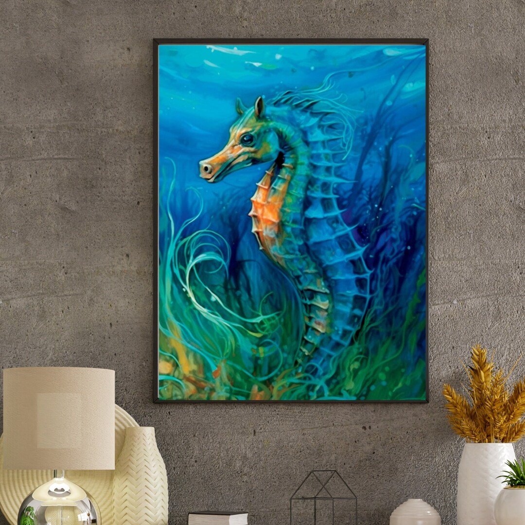 Enchanting Seahorse, Floating Under the Sea, Ocean Fantasy, Graceful ...