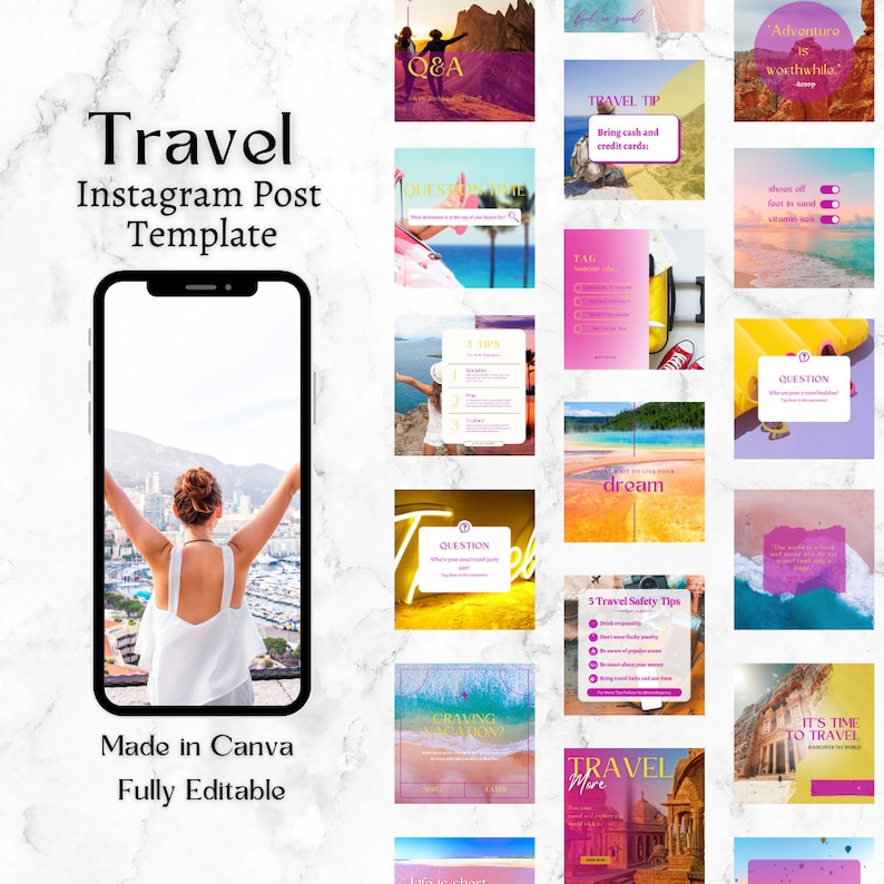 Travel Instagram Post Templates | Instagram Canva Templates | Travel ...