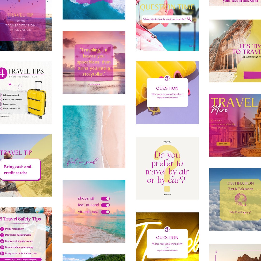 Travel Instagram Post Templates | Instagram Canva Templates | Travel ...