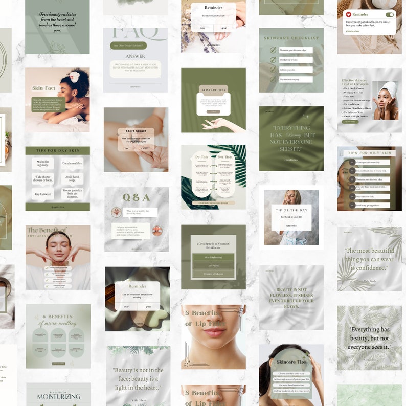 Esthetician Instagram Post Templates | Green Esthetics Instagram Post ...