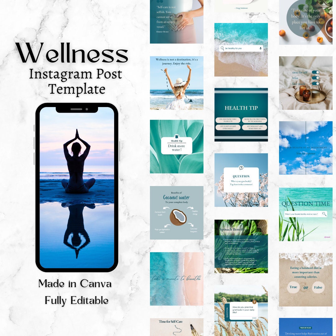 Wellness Instagram Posts Template Wellness Coach Instagram Templates ...