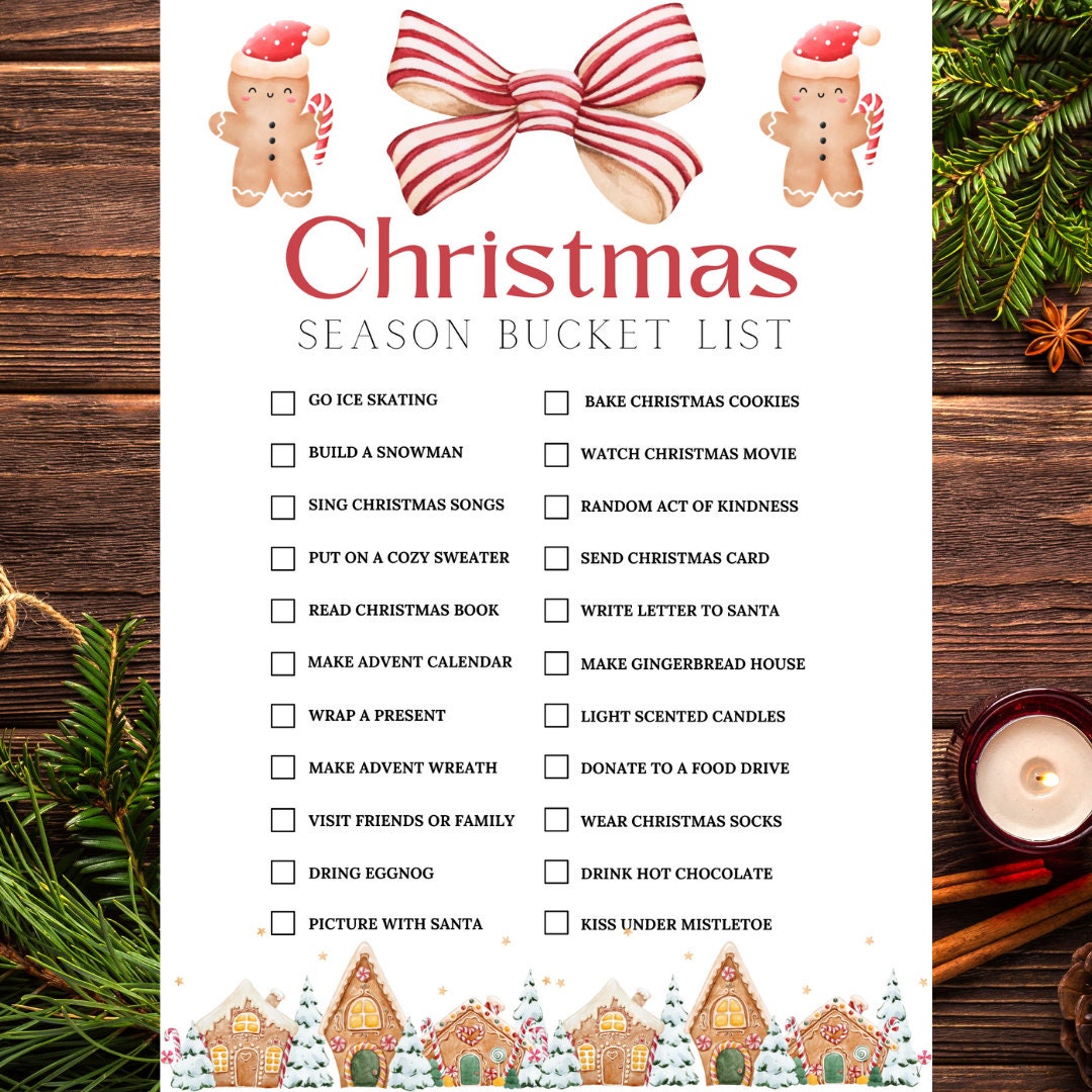 Christmas Season Bucket List Printable | Winter Bucket List PDF ...