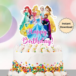 Princess Cake Topper, All Princesses Cake Topper for Birthday, Ariel ...