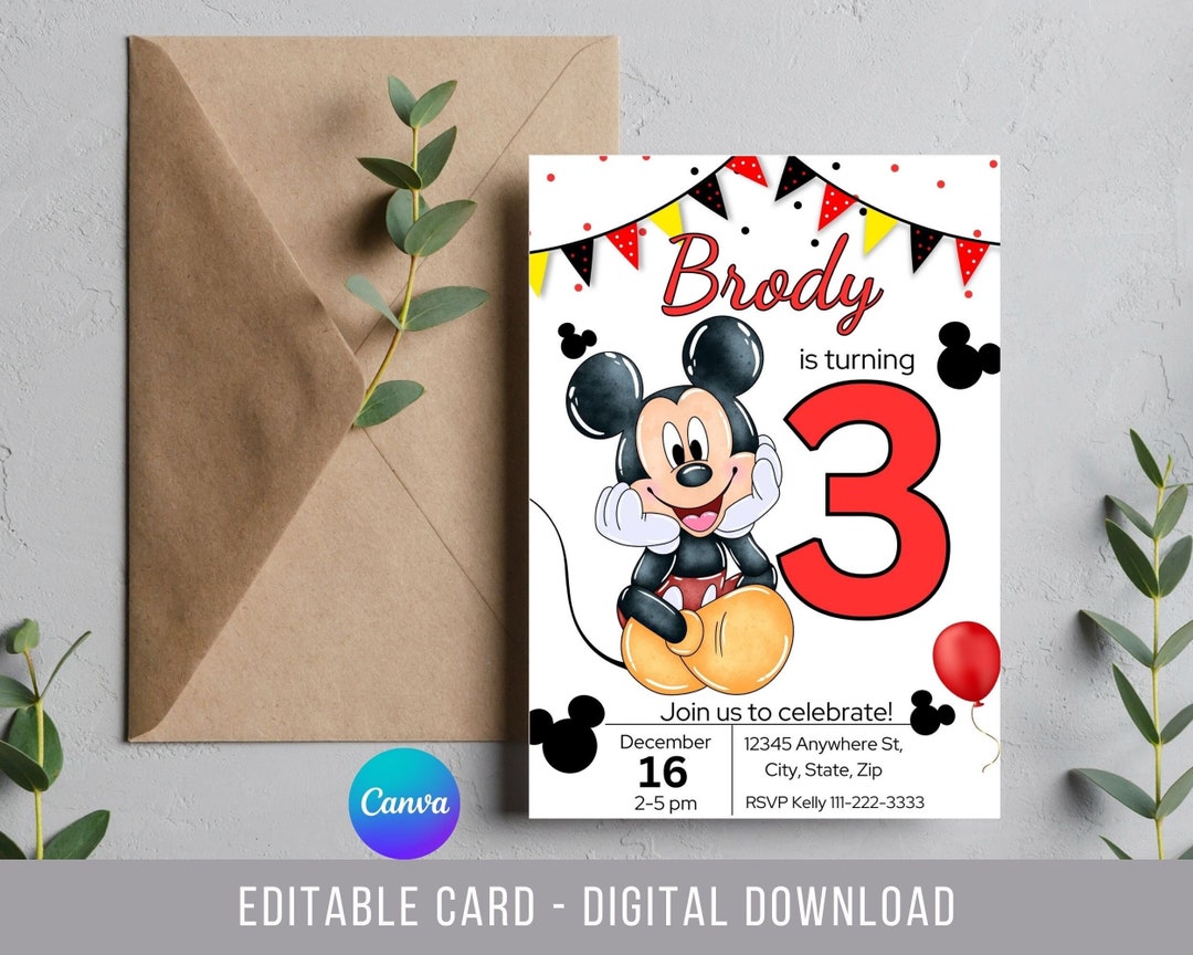 Mickey Mouse Birthday Invite, Birthday Invitation Mickey, Oh Twodles I ...