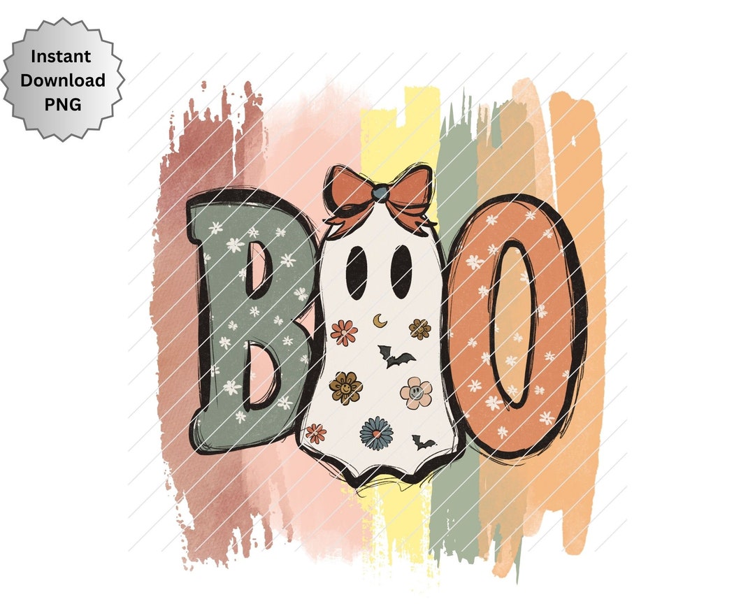 Halloween Ghost Retro PNG Halloween Retro Design Png, Halloween Iron On ...