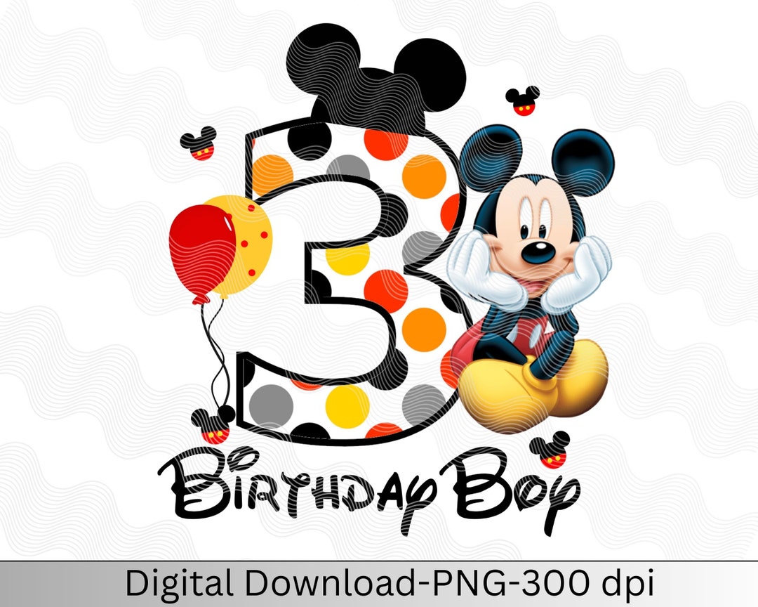 Mickey 3rd Birthday Png, Birthday Boy 3rd Birthday Shirt, Iron on 3rd ...