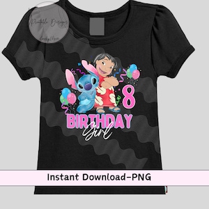Lilo and Stitch 8th Birthday PNG, Birthday Girl Stitch Digital Image ...